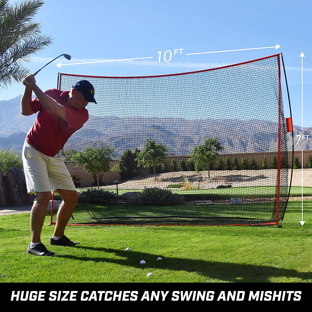 GoSports 10 ft x 7 ft Golf Practice Hitting Net - Personal Driving Range for Indoor or Outdoor Practice