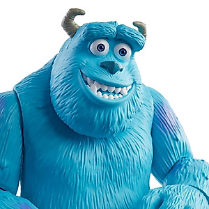 Pixar Sulley Figure True to Movie Scale Character Action Doll Highly Posable with Authentic Costumes for Storytelling, Collecting, Monsters, Inc. Toys for Kids Gift Ages 3 and Up