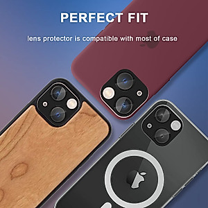 (2 Pack) Orzero Camera Lens Protector Compatible for iPhone 13/ iPhone 13 Mini, Protector de Cámera Premium Metal Glass Strong Adhesion HD Anti-Scratch Full Coverage [No Affect on Night Shots] - Black