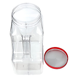 Dubble O 4-Pack Clear Wide Mouth Plastic Jar for Dry Goods/Spice Jar with Handle and Lid - 160 oz. / 1.25 Gallon - Food and Household Supplies Storage Container/Organizer