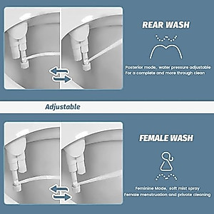 Ultra-Thin 3-Function Bidet Toilet Seat Attachment Chrome