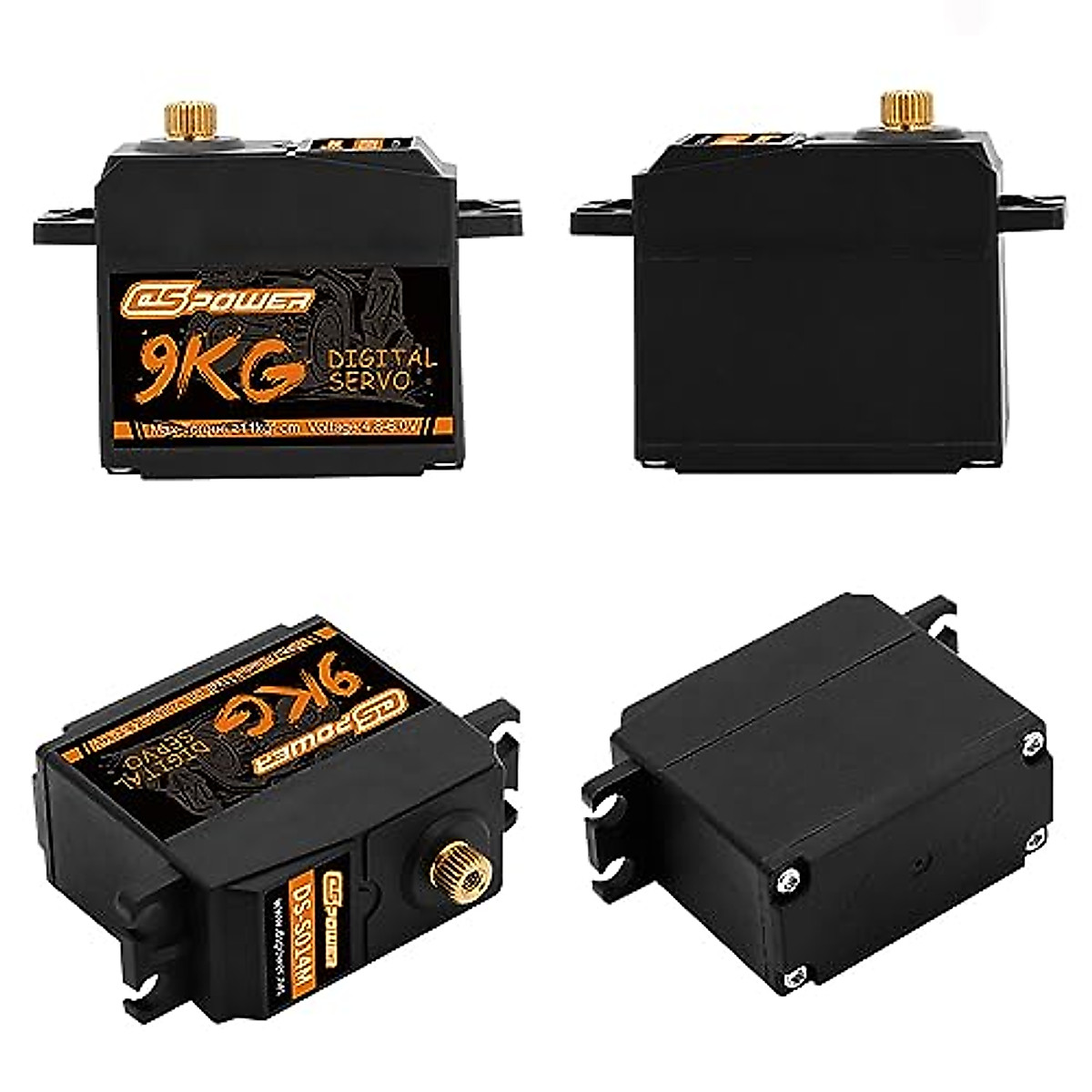 DSPOWER 9KG Waterproof Plastic Digital Servo Metal Gear High Torque Motor Servos with 25T Servo Horn for 1/8 1/10 1/12 RC Drift Car On Road Off Road Buggy Baja Boat Drones Aircraft Helicopter Robot.