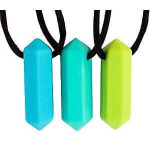 Tilcare Chew Chew Crayon Sensory Necklace Set – Best for Autism, Biting and Teething Kids – Perfectly Textured Silicone Chewy Toy - Chewing Pendant for Boys & Girls - Chew Necklaces