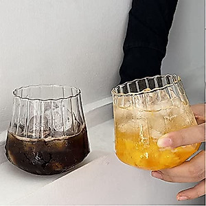 URMAGIC Clear Drinking Glasses,14 Oz Stemless Wine Glasses,Juice Glasses,Rocks Glasses,Beer Glasses,Ribbed Glass Cups,Ripple Glassware,Beer Glasses,Whiskey Cocktail Glasses,Water Cups
