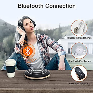 HOTT C105 Portable CD Player for Car with Bluetooth and FM Transmitter Rechargeable Compact CD Player with Touch Button Backlight Display for Home