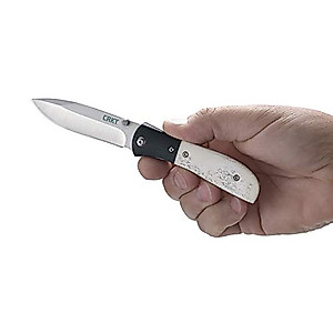 CRKT M4-02 EDC Folding Pocket Knife: Assisted Opening Everyday Carry, Satin Blade, Thumb Stud, Liner Lock, G10 Bolster, White Bone Handle, Pocket Clip