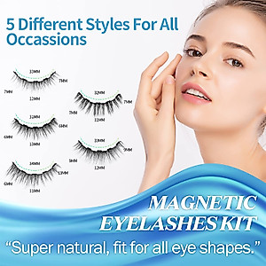 EARLLER Natural Magnetic Eyelashes with Eyeliner, (Dpair)