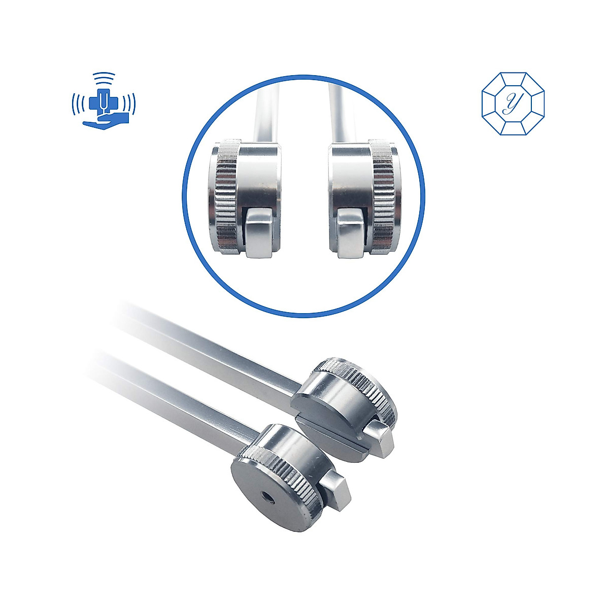 YOMMI 128 Hz Tuning Fork Medical Healing Instrument - Aluminum Sensory Tuning Forks for Healing Chakra Set - Soft Bag Human Biofield Diapason Therapy, Stress Reliever, 256 Hz