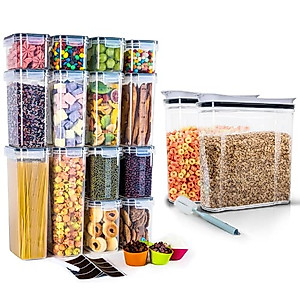 FreshKeeper 14PCS Airtight Food Storage Containers - 2PCS Cereal Containers Storage - Ideal for Cereal, Flour and Sugar Storage