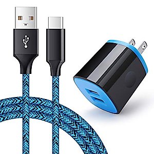 USB Type C Charger for Moto G Pure/G Play 2023/G Power 2021/G Stylus 5G 2022/G 5G 2022/G Fast/Z3 Play/G7/G8/Z4/Z2 Force,AndHot 2 Port USB Adapter Wall Charger with 6FT USB C Fast Charging Cable Cord