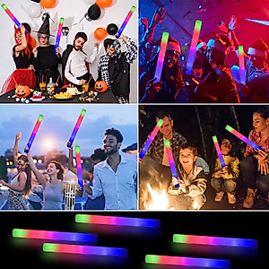 SEEROOTOYS 42pcs Foam glow sticks,Led foam sticks Valentine's Day glow in the dark party Supplies 3 Modes Colorful Flashing light up foam sticks for wedding,christmas,Raves,Birthday,Halloween Party