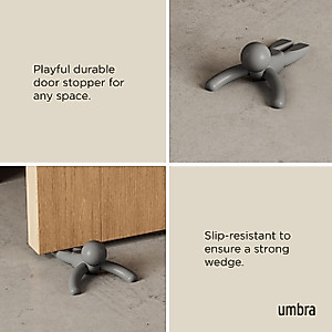 Umbra Buddy Door Stop, Heavy-Duty and Flexible, Soft-Touch Finish, Protects Your Floors, Single, (Charcoal, 1 Pack)
