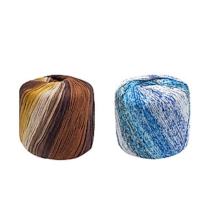 Healifty 133M Crochet Yarn Knitting Yarn Soft Cotton Yarn Color Gradient Hand Knitting Supplies for Sweater Scarf Hat Shawl Blanket Sky-Blue