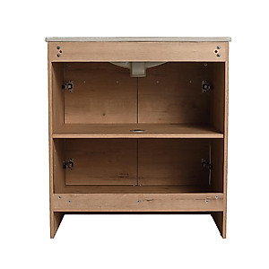 Dowell Oak Natural Bathroom Vanity with Ceramic Sink Combo, Modern Bathroom Cabinet with Soft-Close Door, Freestanding Single Bathroom Vanity Set (24 Inch)