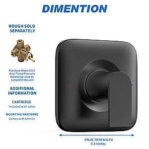 Replacement for Moen T2471BL Genta LX Posi-Temp Valve Trim Kit, Matte Black Shower Trim Kit Shower Handle