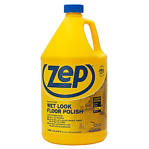 Zep Wet Look Floor Polish - 1 Gallon (Case of 2) ECZUWLFF1282 - Long Lasting Glossy Finishing Polish, Scuff & Slip Resistant, for Vinyl (VCT), Sealed Concrete, Rubber, and No-Wax Tile Floors