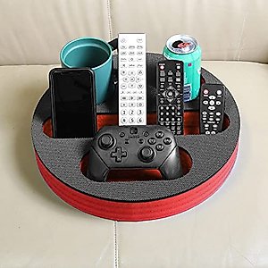 Polar Whale Couch Drink Holder Red and Black Refreshment Tray for Sofa Bed Floor Car RV Lounge TV Room Durable Foam 4 Compartments with Game Controller Slot 13.75 Inches Wide
