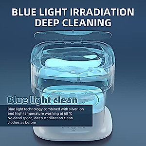 MOYU Blue Light Portable Washing Machine, 9L Mini Folding Washing Machine, Suitable for Baby Clothes, Underwear, Socks, Towels or Small Items (110V-240V, US Standard Plug, English User Manual)