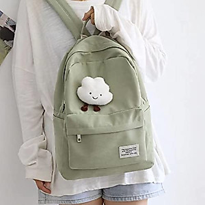 Girl Cute Backpack Large Capacity Aesthetic for Teen Vintage Laptop Bookbag Back to School Kawaii Bag (Green)