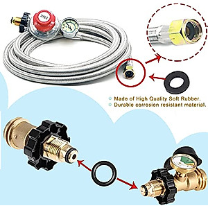 VkerQerd 30Pcs Propane Tank Gasket & O-Rings with 1Roll PTFE Thread Seal Tapes, 0.59in Propane O-Ring Adapter & 0.73 Inch Propane Pipe Hose Seal Rings Gasket for Propane Tank Cylinder POL Connector