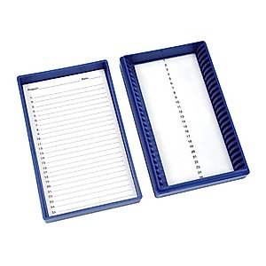 Heathrow Scientific HS15989R Premium Microscope Slide Box, 25-Place, Foam, ABS, White