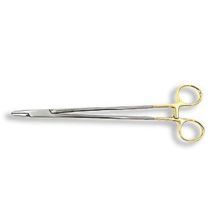 Cynamed TC Mayo Hegar Needle/Suture Holder Driver with Tungsten Carbide Inserts and Gold Rings - Premium Grade Instrument (10 in.)