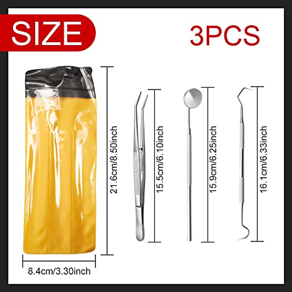 Sihuuu Dental Tools Personal Teeth Cleaning Tools with Stainless Steel Dental Scraper Pick Mouth Mirror Set Tooth Tartar Plaque Scraper Remover