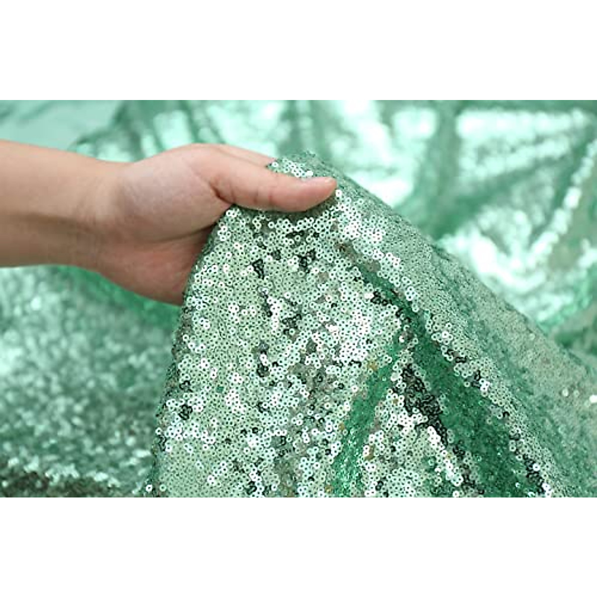 Green Sequin Backdrop Curtain, 2 Panels Mint Green Sequin Backdrop, 2FTx8FT Sequin Curtains for Party Wedding Sequence Backdrop