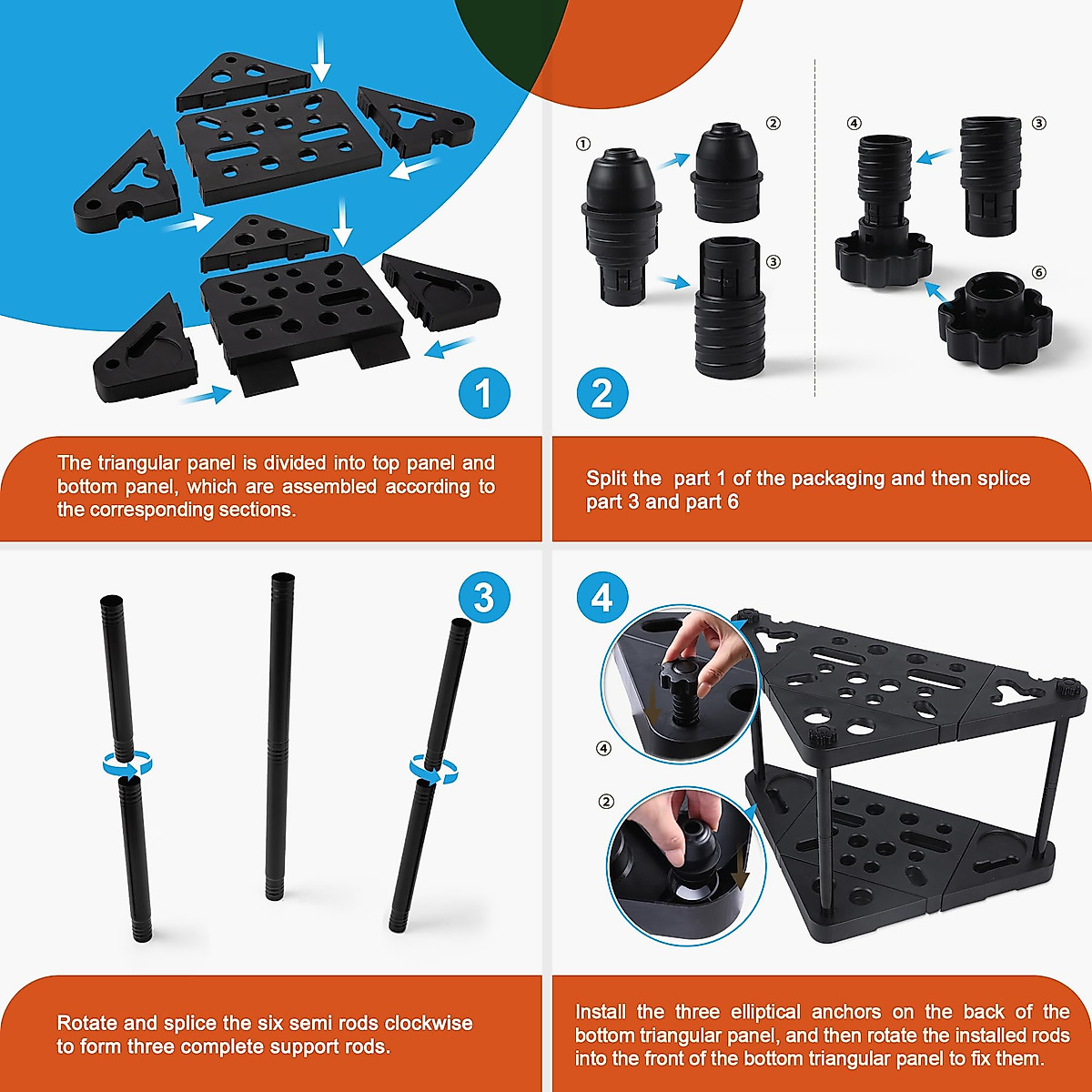 CLEANHOME Storage Rack for Garage Organization,Garden Tool Organizer, Triangle Heavy Duty Tool Organizer for Garden,Garage,Shed,Outdoor,Black