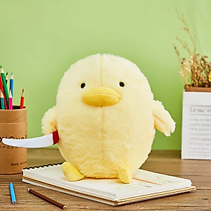 Honganda Cute Duck with Knife Plushies Toy, Soft Stuffed Animal Plush Doll Toys, Plush Throw Pillow Gifts for Kids Adults (Yellow)
