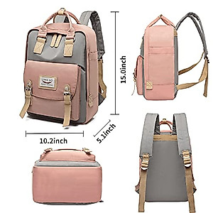 HIQUAY Waterproof Cool Teenage Girls' Backpack Students Backpack Outdoor Daypack - School, Travel, Workbag (pink&grey)