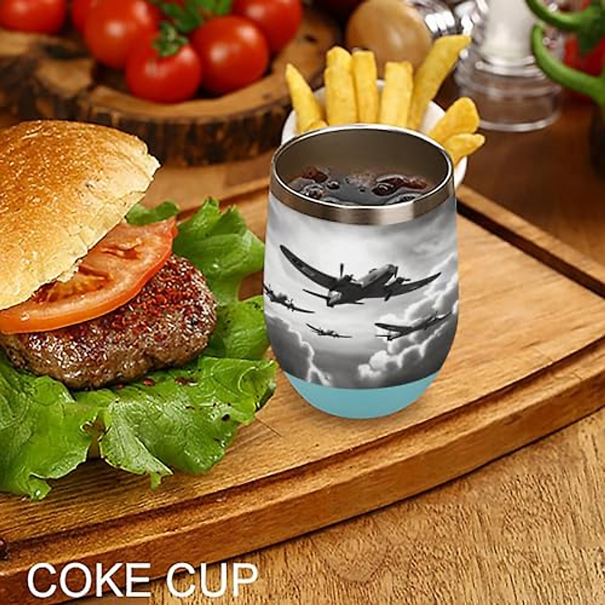 WYUSPGK 304 Stainless Steel Insulated Cup, World War Print Smooth Rim, Durable & Reusable - Perfect for Office, Home, And Travel