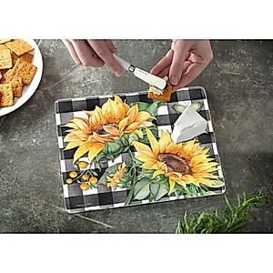 CounterArt Sunflower Fields Decorative 3mm Heat Tolerant Tempered Glass Cutting Board 10” x 8” Manufactured in the USA Dishwasher Safe