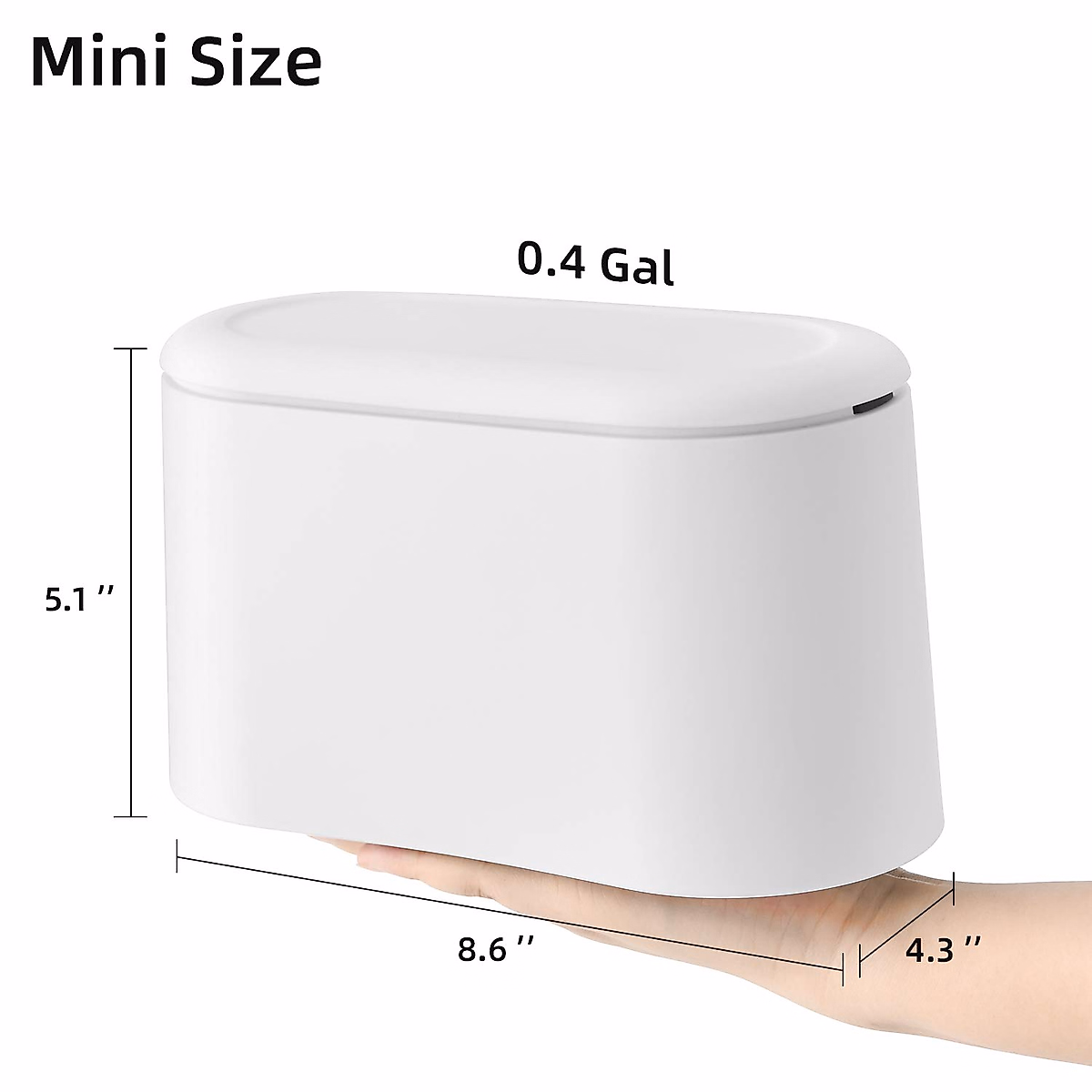 SUBEKYU Mini Trash Can with Lid,Tiny Desktop Trash Can,Countertop Mini Garbage Cans, Mini Trash Can for Desk,Tiny Waste Basket,White
