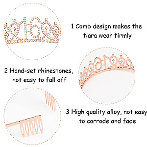 16th Birthday Crown and Sash Kit- "Sweet 16"Birthday Decorations 16th Birthday Party Gifts Birthday Party Supplies for Girls (rose gold)