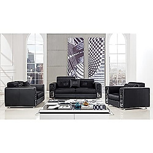 American Eagle Furniture AE223 Black Color with Faux Leather and Fabric Sofa