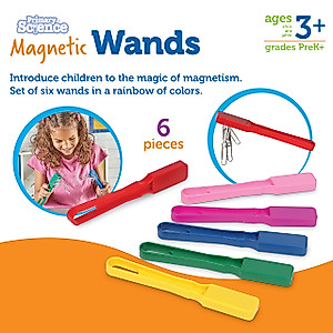 Learning Resources Magnetic Wands - 6 Pieces, Ages 3+, Educational Learning Kits, Science Experiment Tools, Preschool Learning Toys, Homeschool Supplies,Back to School Supplies,Teacher Supplies
