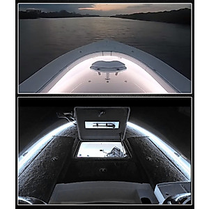 Seaponer Marine Led Strip Lights, Pontoon Light Strip for Jon Bass Boat Sailboat Kayak, Marine Led Lights for Boats Deck Light Light Courtesy Interior Lights Fishing Night, 12v, 10m(32.8ft), White