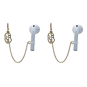 Airpod Earrings Anti Lost Earring Strap for Airpods Anti Lost Strap for Airpods Pro, Wireless Earhooks Earbuds Earphone Holder Connector, Compatible with Airpods 1 2 3 (Gold face Style)