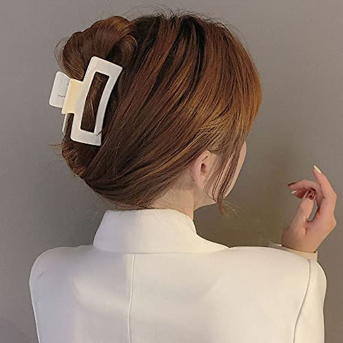 6Pcs Big Hair Claw Clips Nonslip Large Clip for Women Thin Cute Jaw Claws Barrettes Ponytail Holder Accessories,White