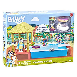 Bluey Pool Playset and Figure, 2.5-3 inch Articulated Figure and Accessories