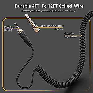 LOL PARTY HD598 Cable Coiled Aux Cord Replacement for Sennheiser HD598 Cs HD599 HD569 HD579 HD558 HD518 Headphone Audio Cable with 6.35mm Adapter 4 to 12ft Long