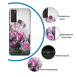 [2-Pack] Tznzxm for TCL 30 XL Tempered Glass Screen Protector,TCL 30 XL Case, TCL 30 XL Phone Case, Rose Painting Design Flexible TPU Non-Slip Back Cover Rubber Slim Case for TCL 30 XL (T701DL)