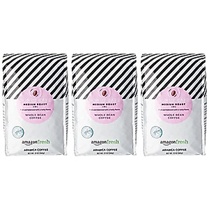AmazonFresh Donut Cafe Whole Bean Coffee, Medium Roast, 12 Ounce (Pack of 3)