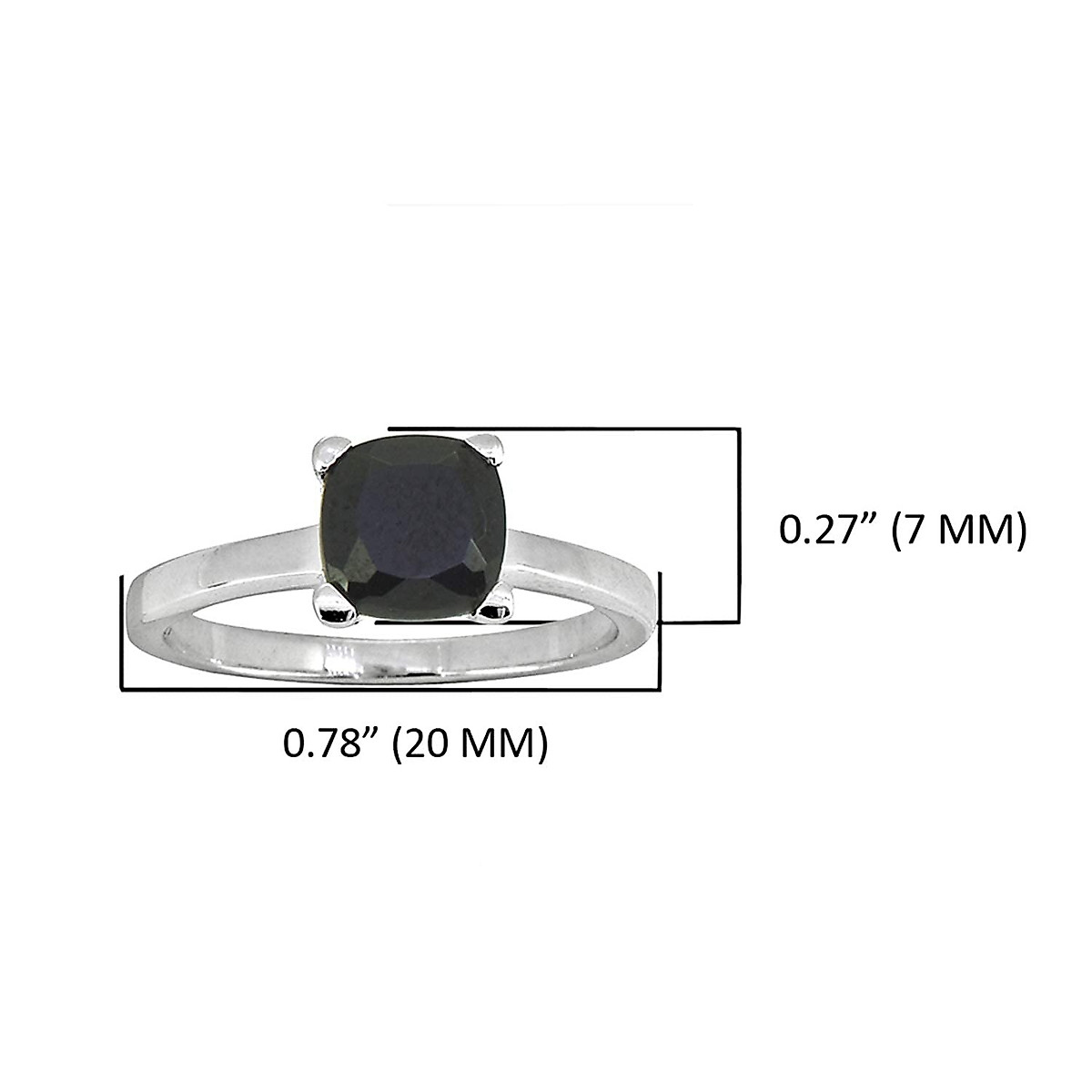 YoTreasure 1.82 ct Black Spinel Solid 925 Sterling Silver Solitaire Ring