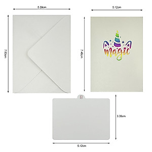 BIRDDIE Unicorn Rainbow 3D Popup Greeting Card With Blank Note Card for Girls, Boys Men and Women All Ages, Thank You Greeting Card with Note Envelope Included (Unicorn)
