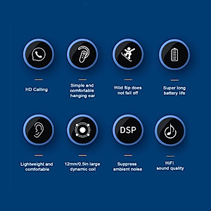 ASHATA Bluetooth Earpiece, BT5.2 Handsfree Bluetooth Headset, 240mAh Battery, IPX5 Waterproof 180 Degree Rotating Ear Hook Earphone for Phone Laptop Trucker Driver