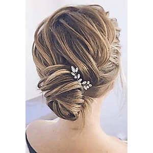 Bridal Hair Accessories, Beusoulover 3pcs Crystal Wedding Hair Pieces, Handmade Rhinestone Bridal Hair Pin for Women, Girls, Bridesmaids (Silver)