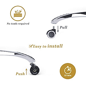 Office Chair Caster Wheels (Set of 5) [Heavy Duty, Soft Rubber, Fully Safe for All Floors incl. Hard-Wood] Desk Chair Roller Style Caster Wheel Replacement - Black Color