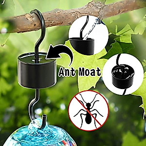 JALAMWANG Hummingbird Feeder for Outdoors Hanging, 25 Ounces, Hand Blown Glass, Leak Proof Rustproof, Containing Ant Moat, for Attract Hummingbird Garden Decoration etc(Blue Starry Night)